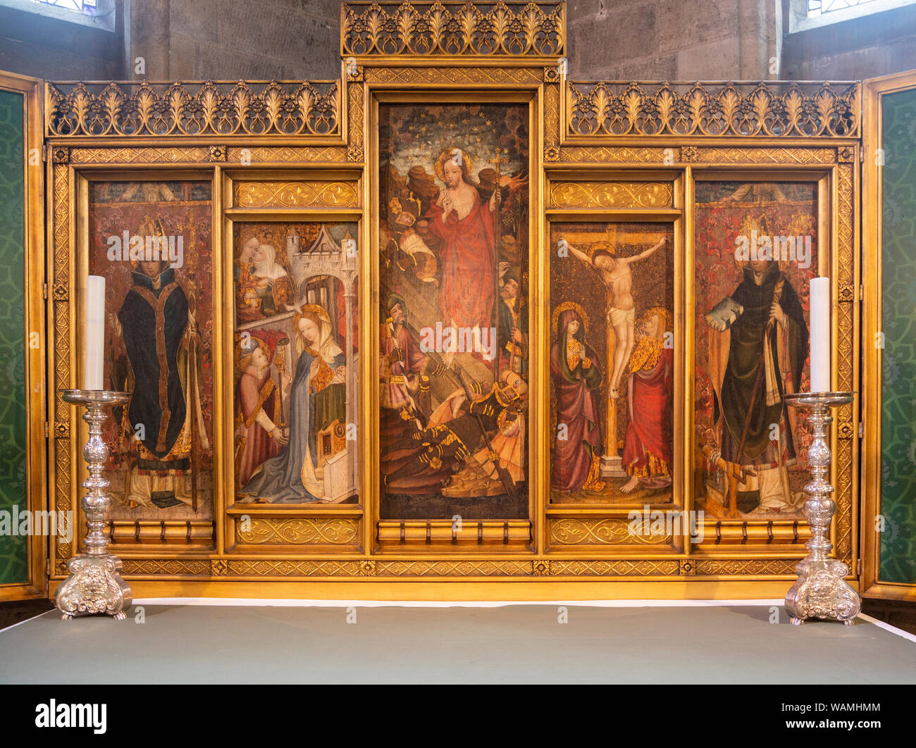 Altar reredos in chapel of Saint Saviour, Norwich Cathedral, Norfolk ...