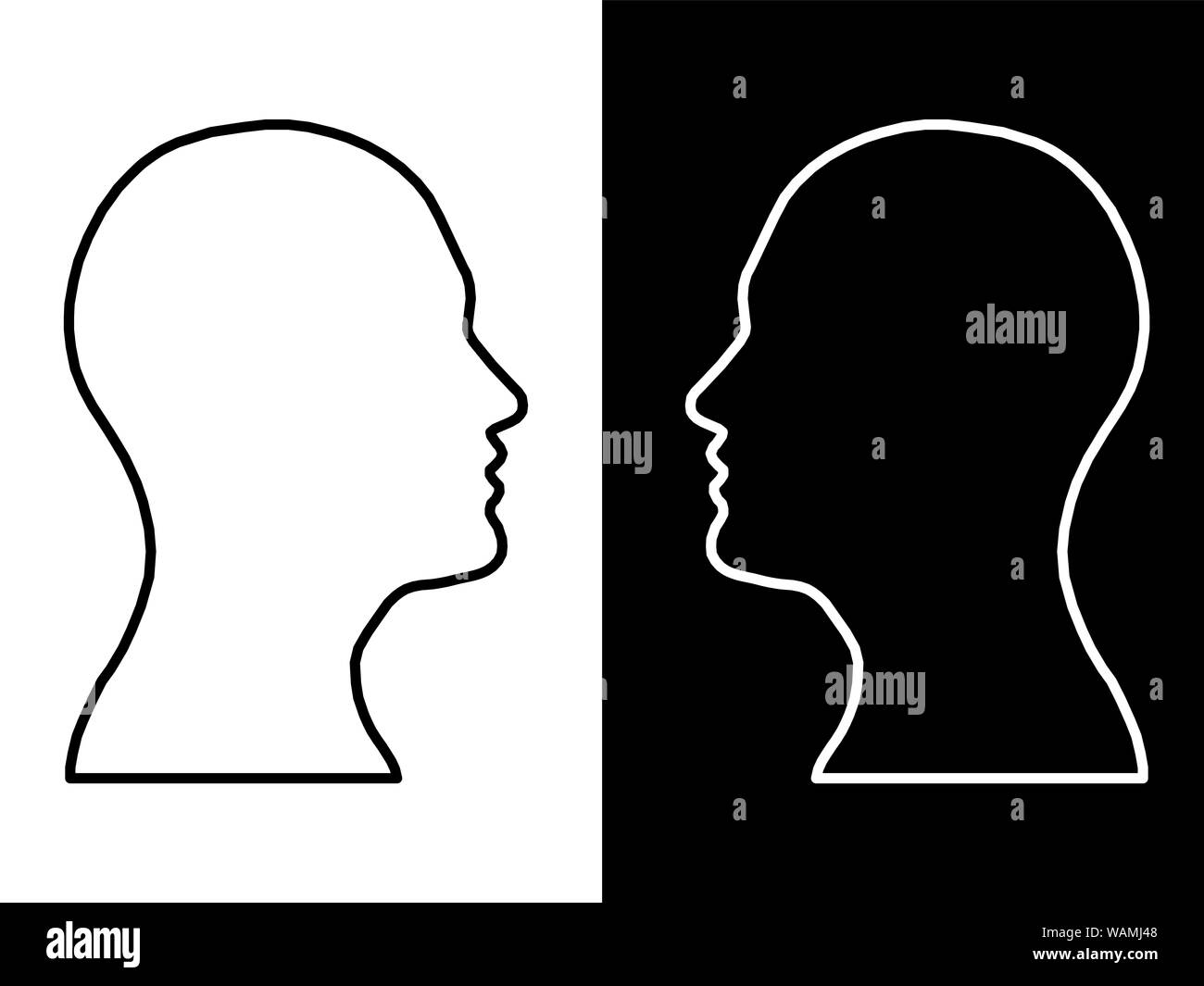 Heads of two people, abstract brain for concept idea, process human ...