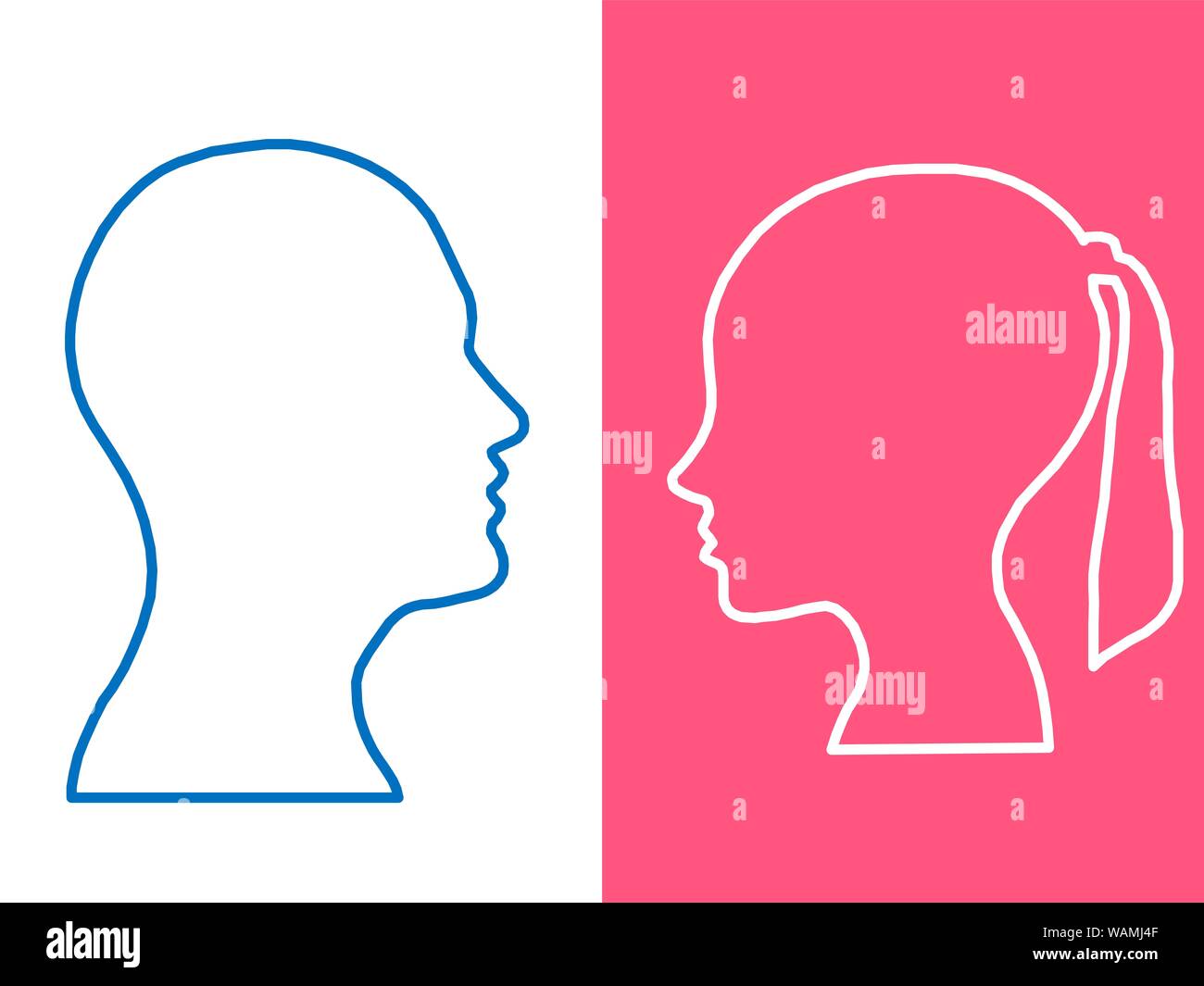 Heads of two people, abstract brain for concept idea, process human ...