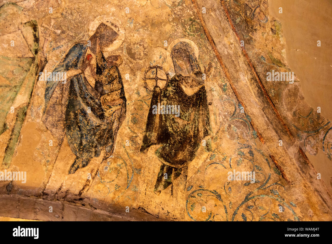 Medieval wall painting inside Norwich Cathedral, Norfolk, England, UK ...