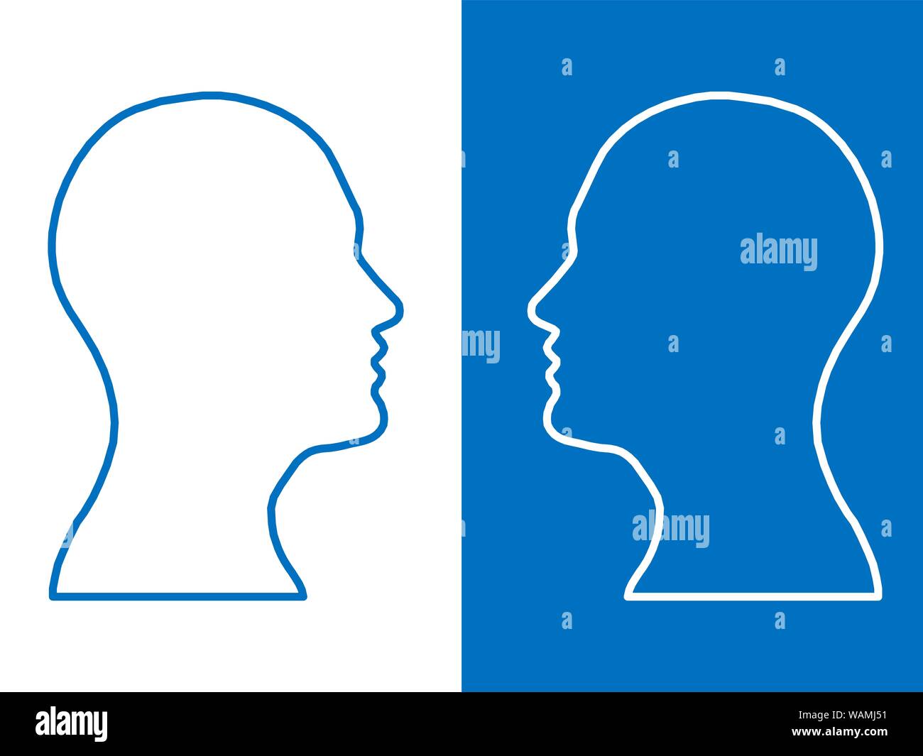 Heads of two people, abstract brain for concept idea, process human ...