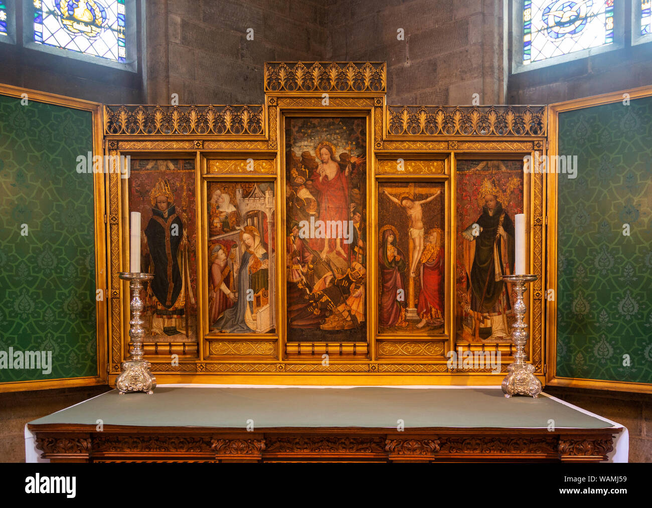 Altar reredos in chapel of Saint Saviour, Norwich Cathedral, Norfolk ...