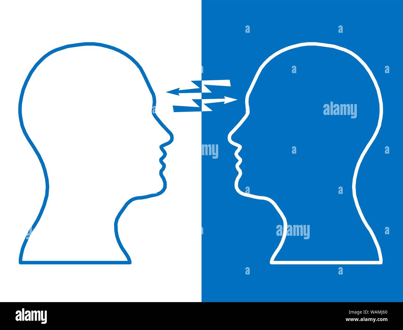 Heads of two people, abstract brain for concept angry, process human ...