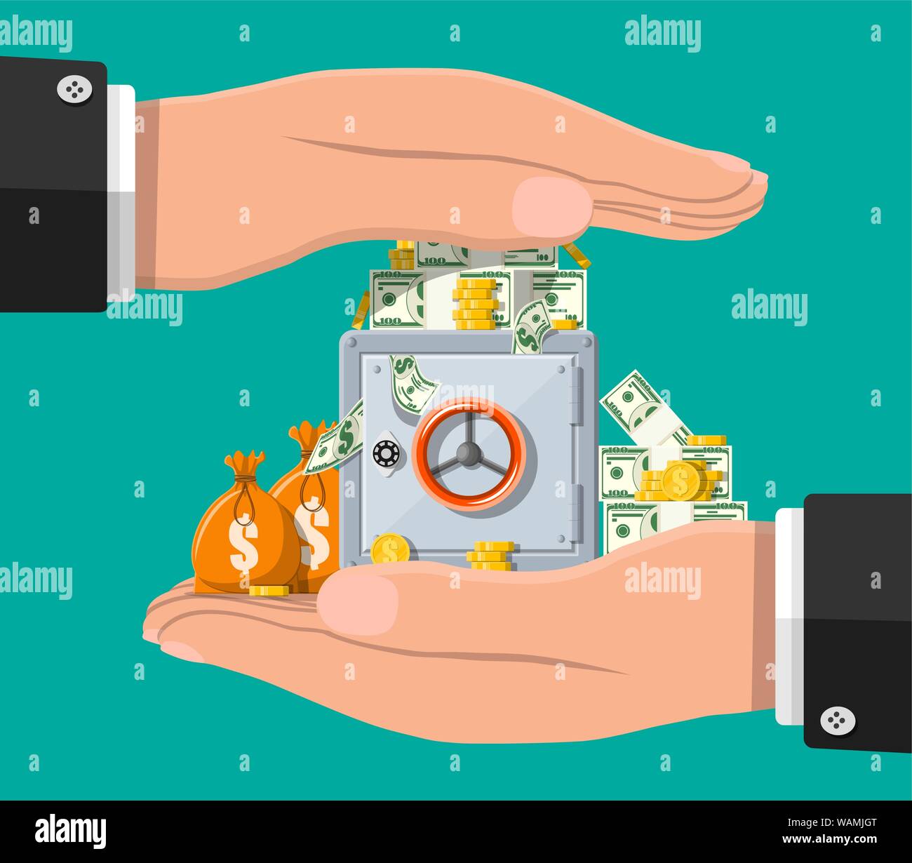 Safe box in hand, insurance or protection Stock Vector Image & Art - Alamy