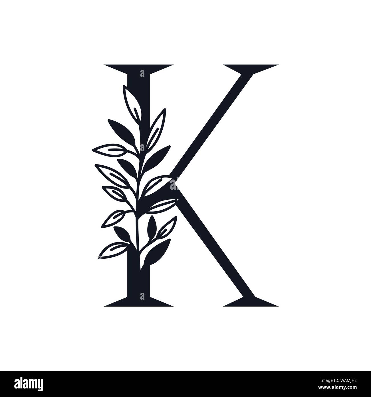 letter K of the alphabet with leaves Stock Vector Image & Art - Alamy