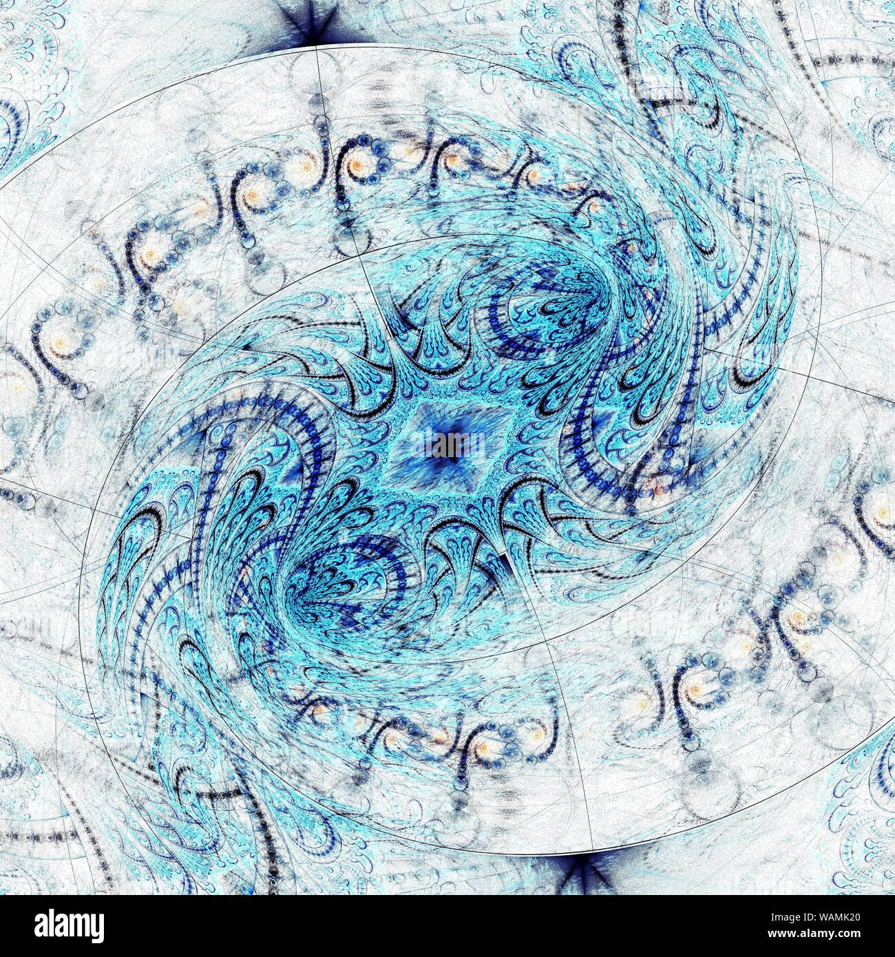 Beautiful Symmetrical fractal Blue flower or butterfly, digital artwork ...