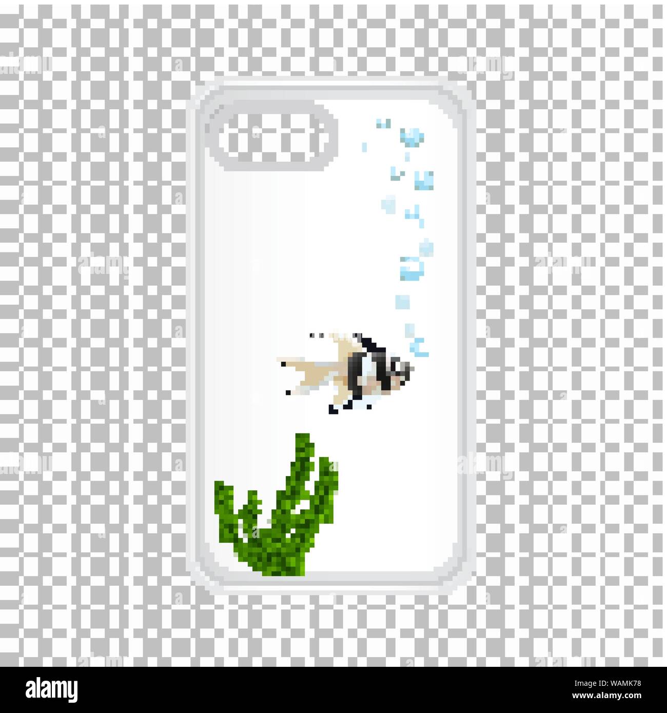 Graphic design on mobile phone case with fish underwater illustration ...