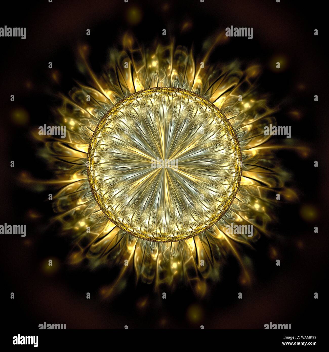 Beautiful Symmetrical fractal sun, focus, circle, digital artwork for ...