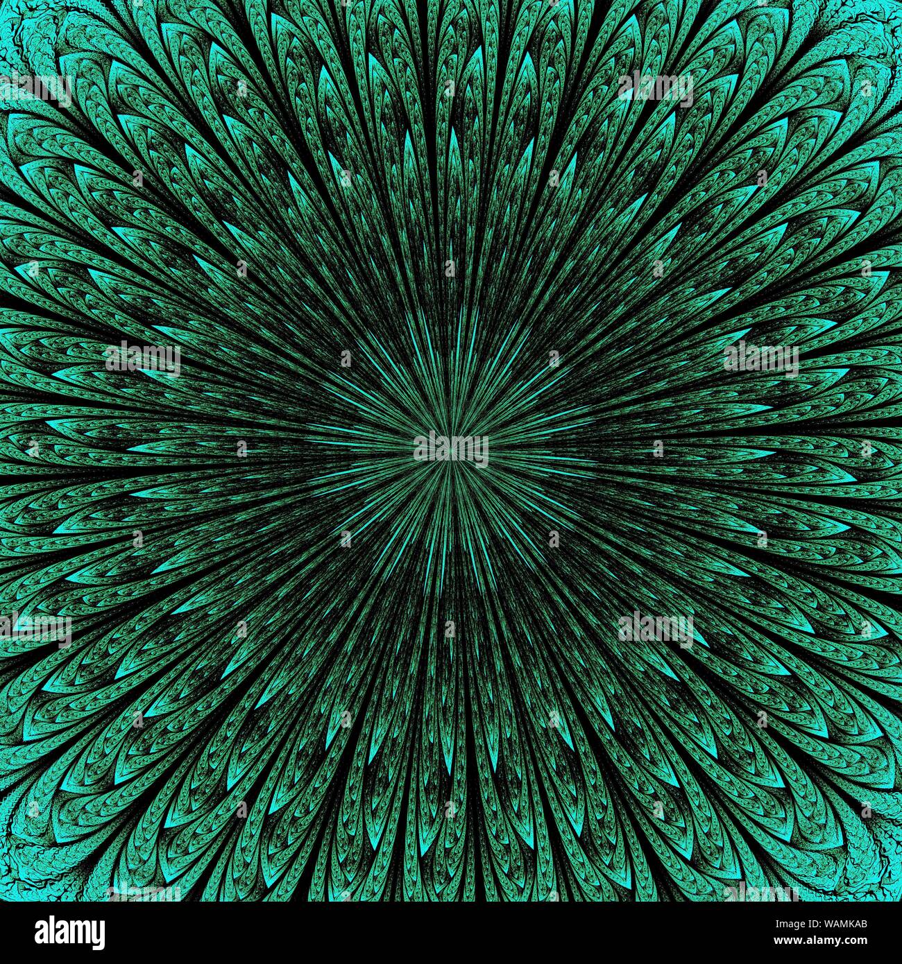 Beautiful Symmetrical fractal zoom effect, rays of versicolor light ...