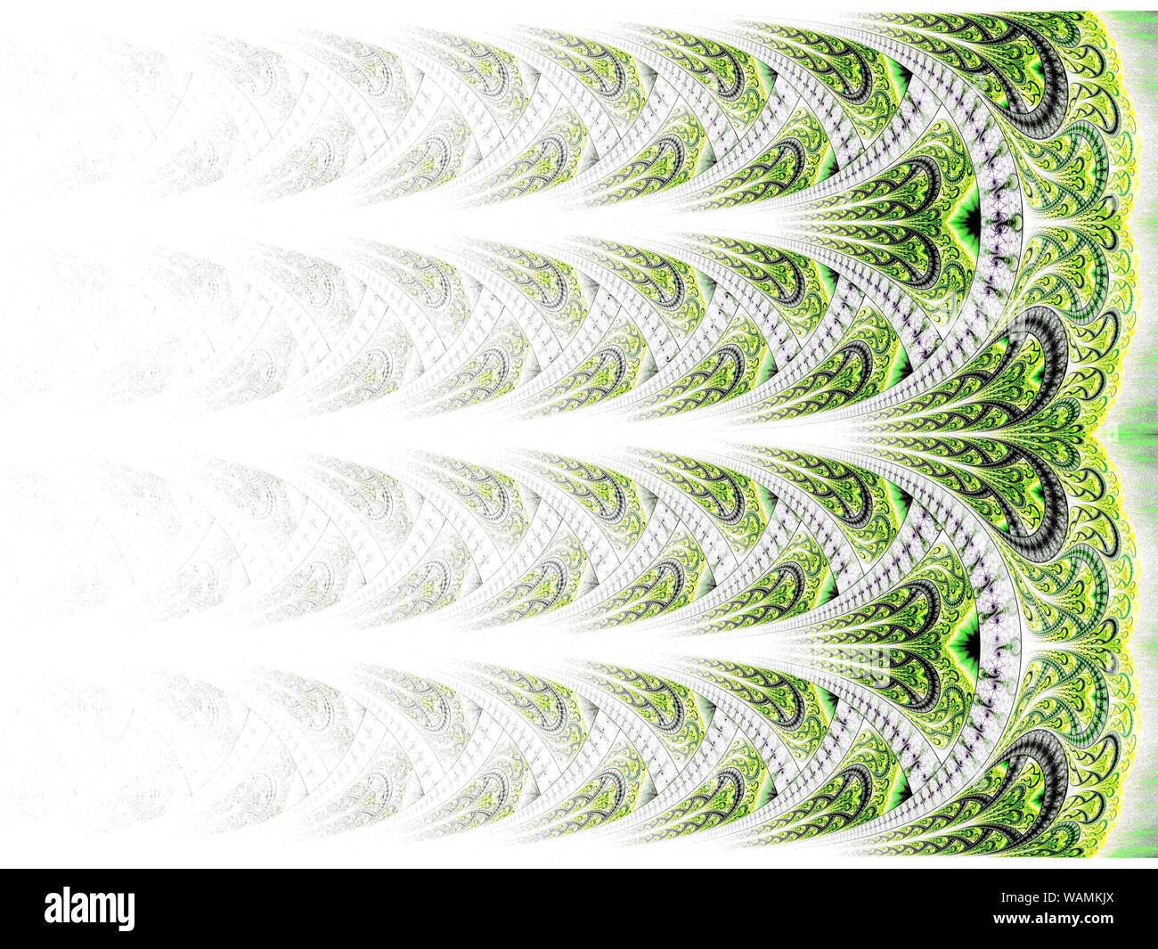 Symmetrical fractal gradient pattern background green, digital artwork ...