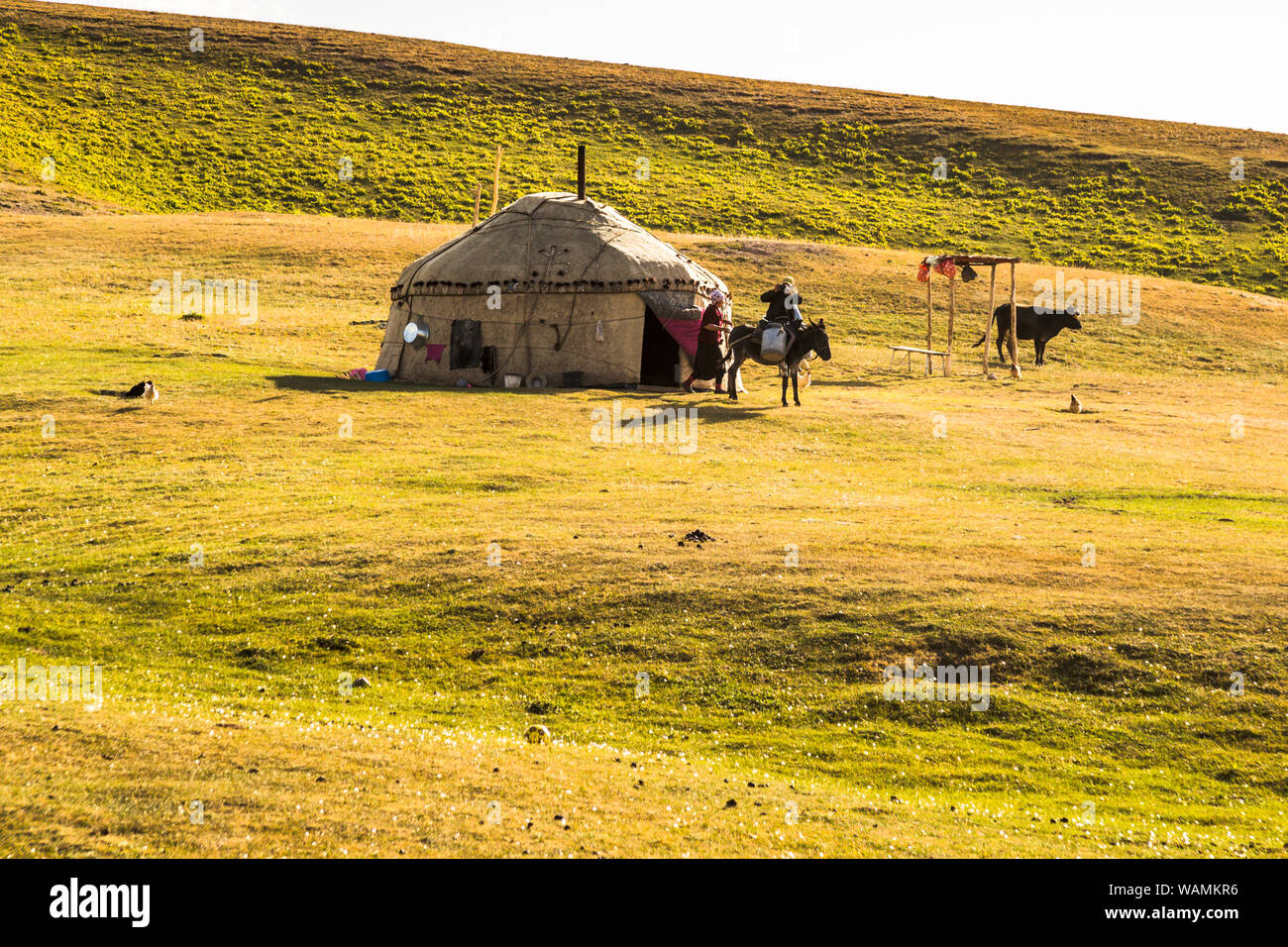 Nomads in yurts at Peak Lenin, Kyrgyzstan Stock Photo - Alamy