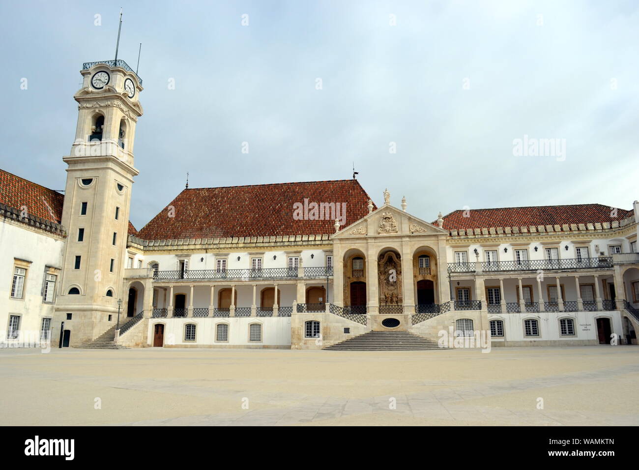 Facade of the main building of the Coimbra University - Portugal. It ...