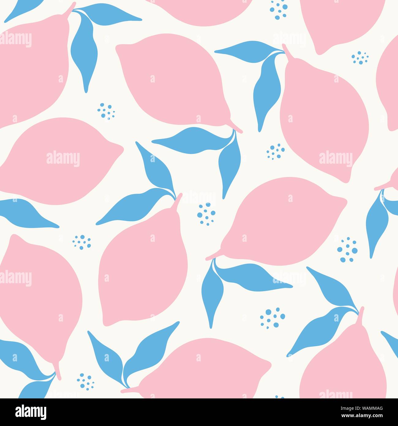 Stylized lemon seamless pattern in pink and blue. A pretty tropical ...