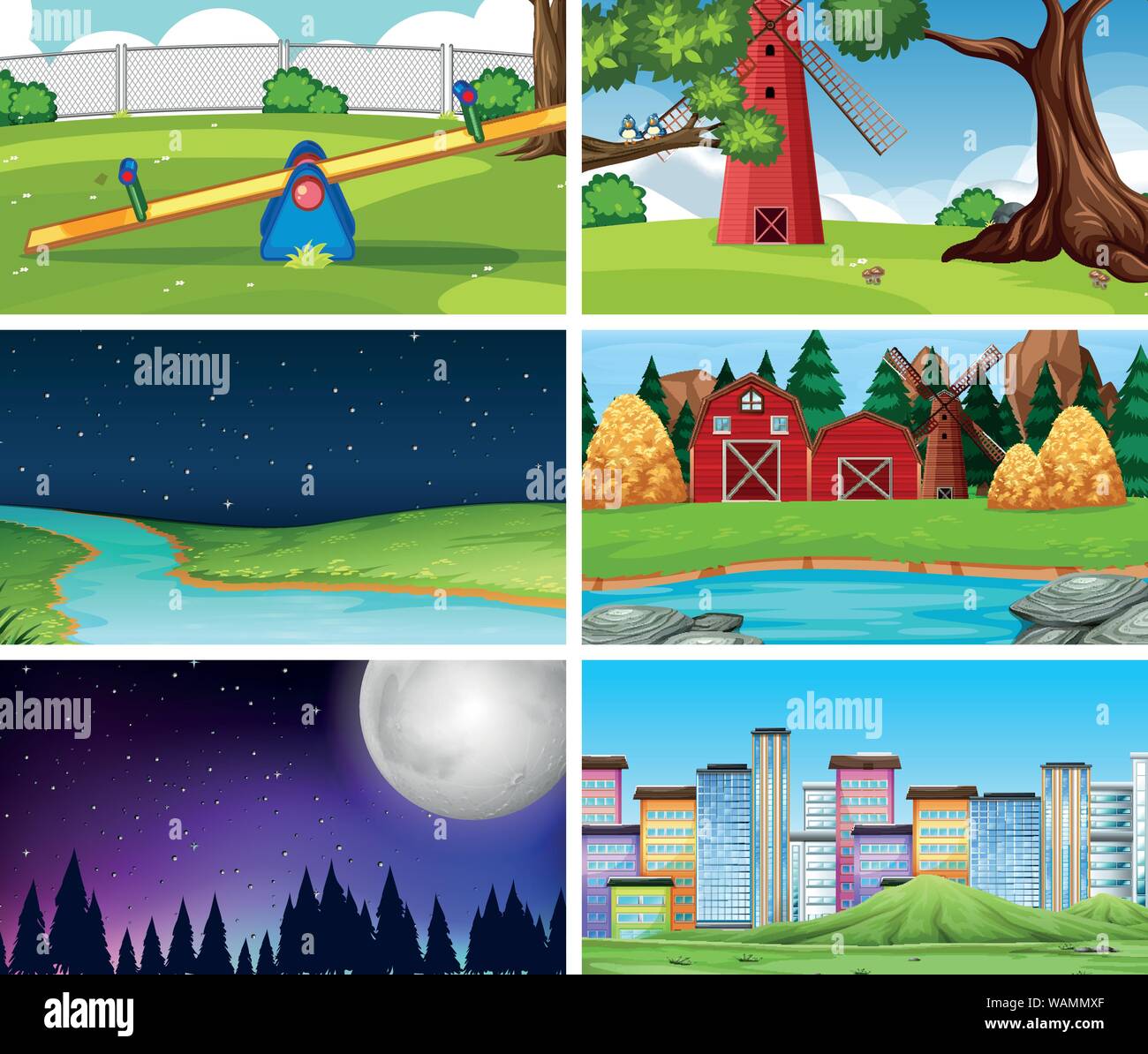 Set of scenes in nature setting illustration Stock Vector Image & Art ...
