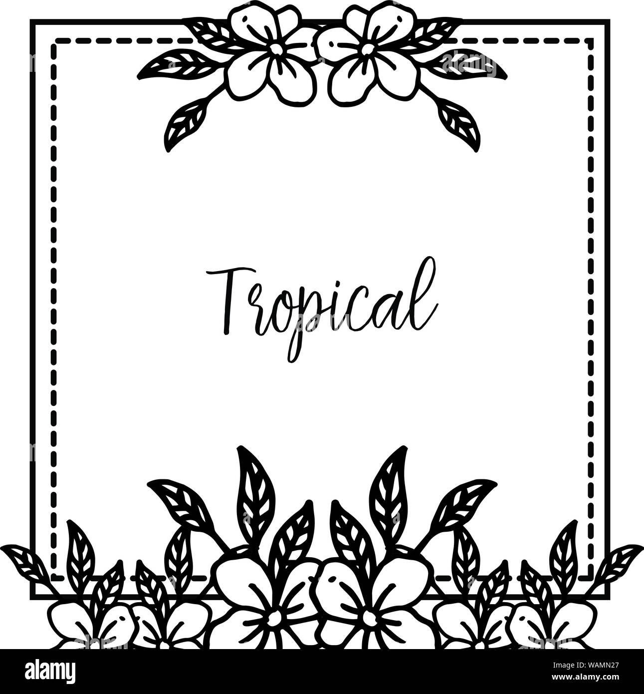 Design spring flower frame, for symbol tropical, shape of card, banners, posters. Vector ...