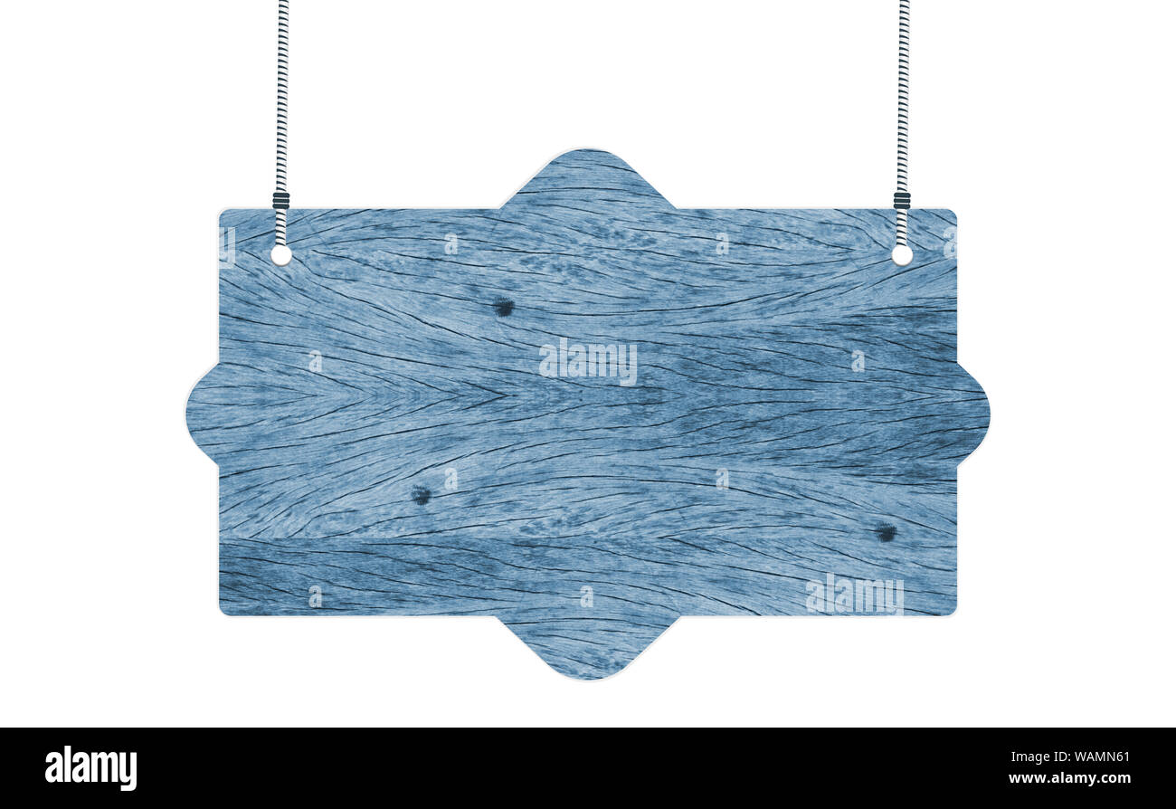 Wooden sign board hanging with ropes on white background Stock Photo ...