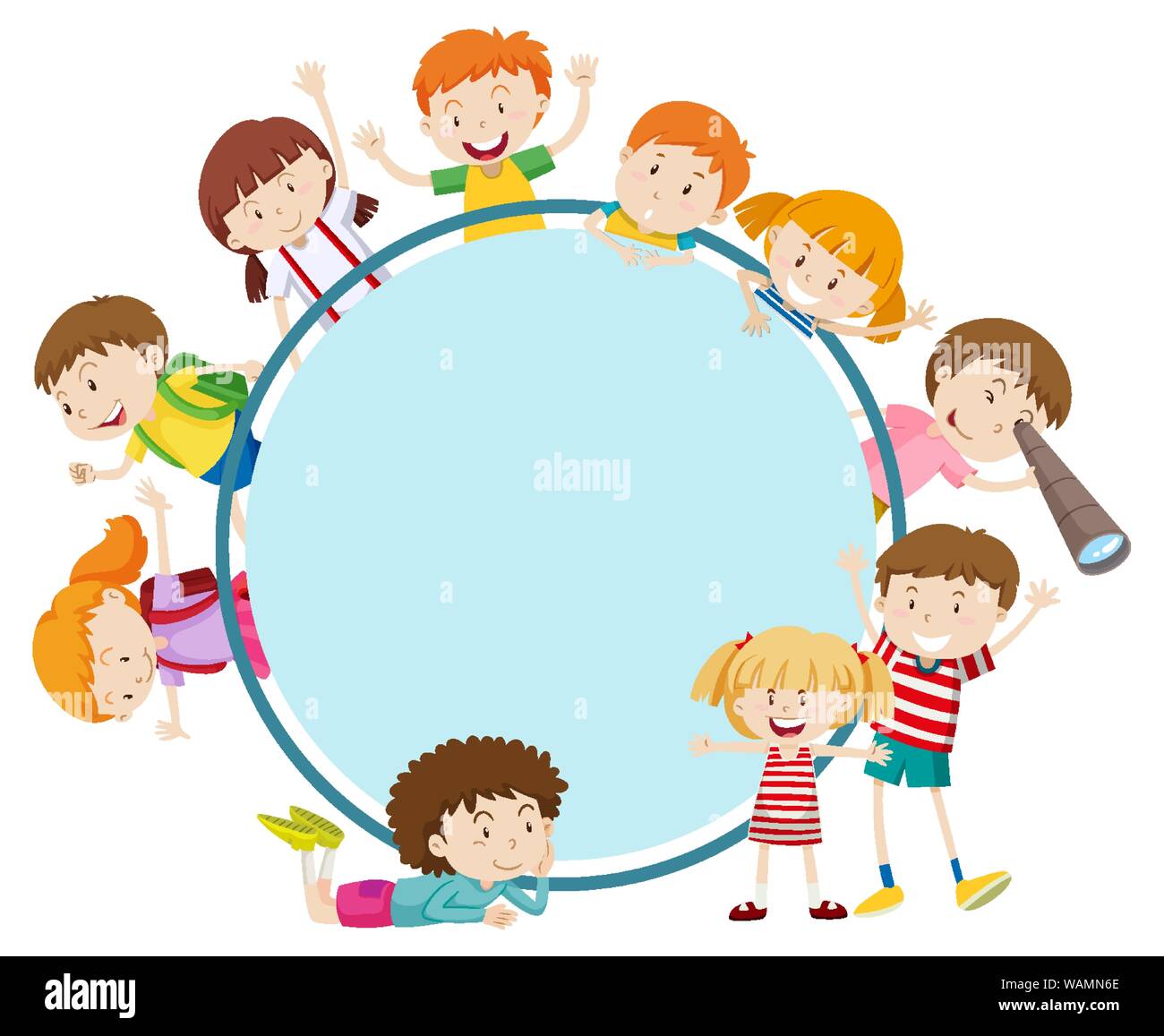 Frame template with happy kids illustration Stock Vector Image & Art ...