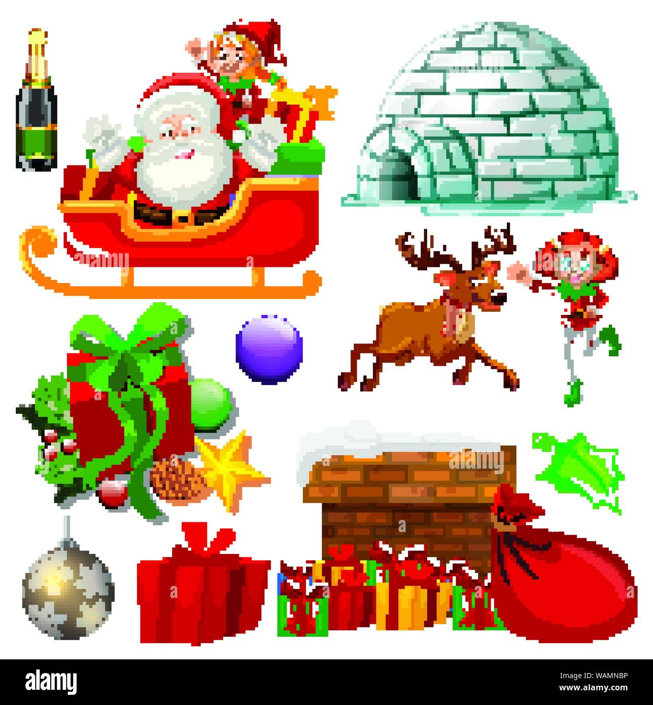 Set of isolated objects of christmas theme illustration Stock Vector ...