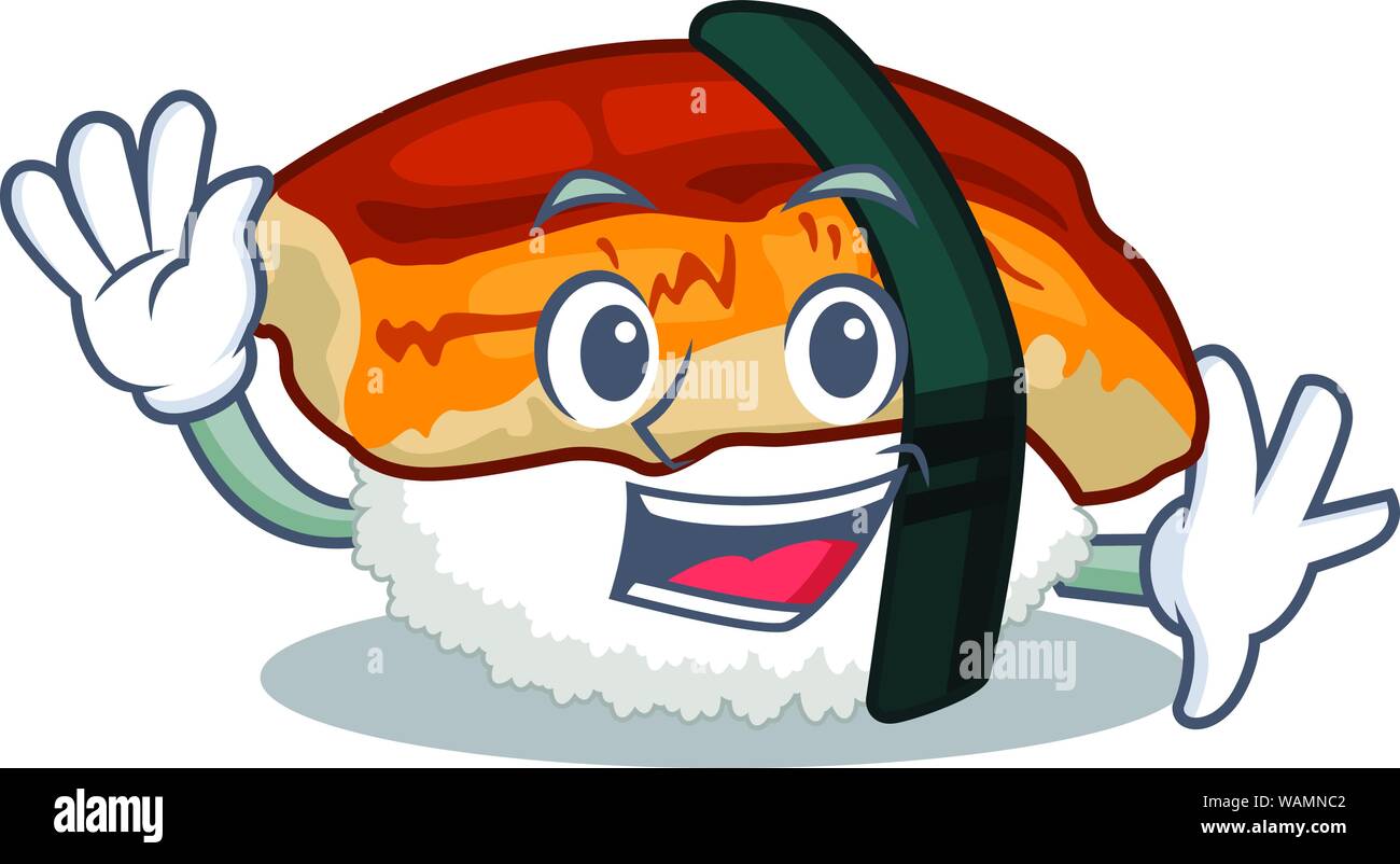 Waving sushi unagi isolated in the cartoon Stock Vector Image & Art - Alamy