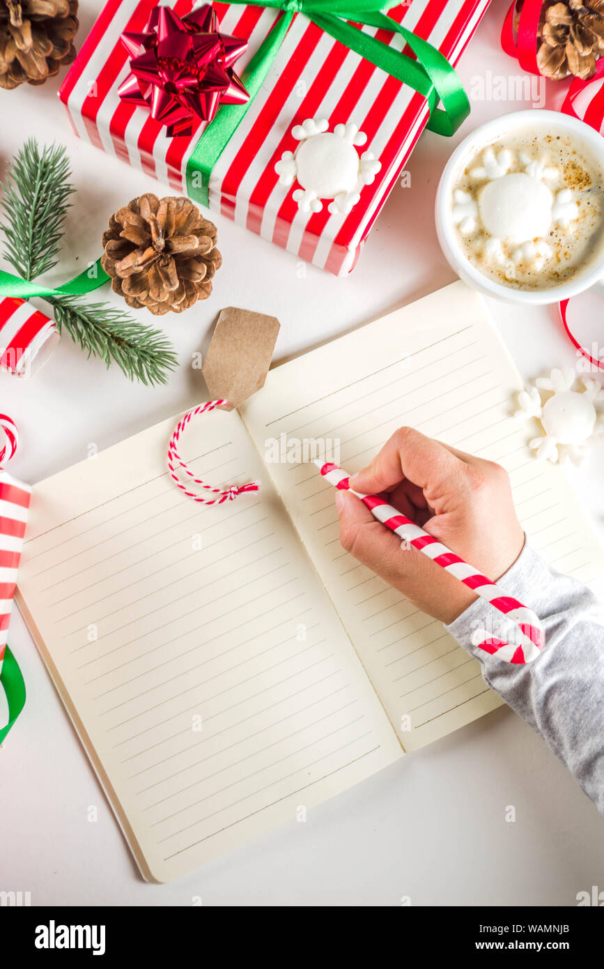 Preparation for Christmas background with gifts box, xmas decoration ...