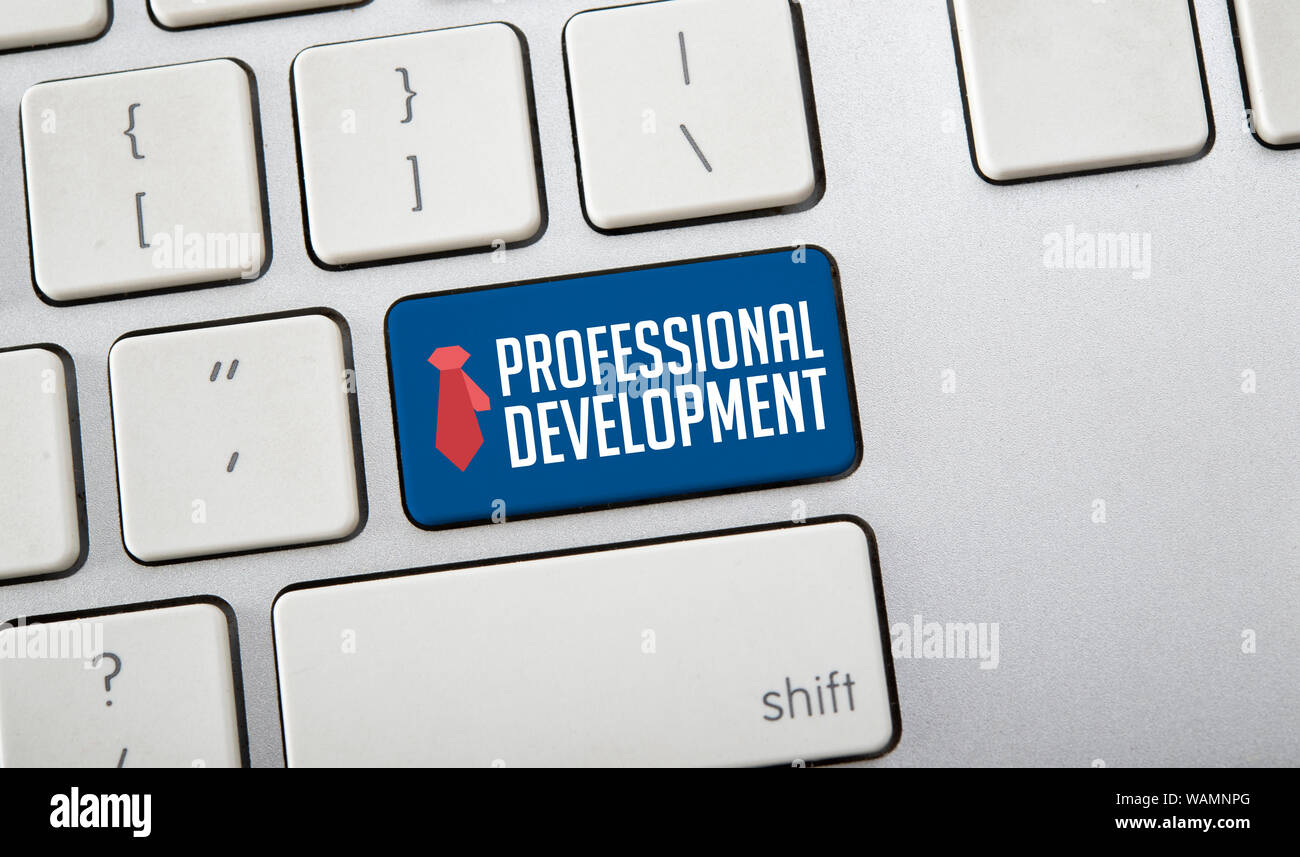 Text of professional development on computer keyboard, Training concept ...