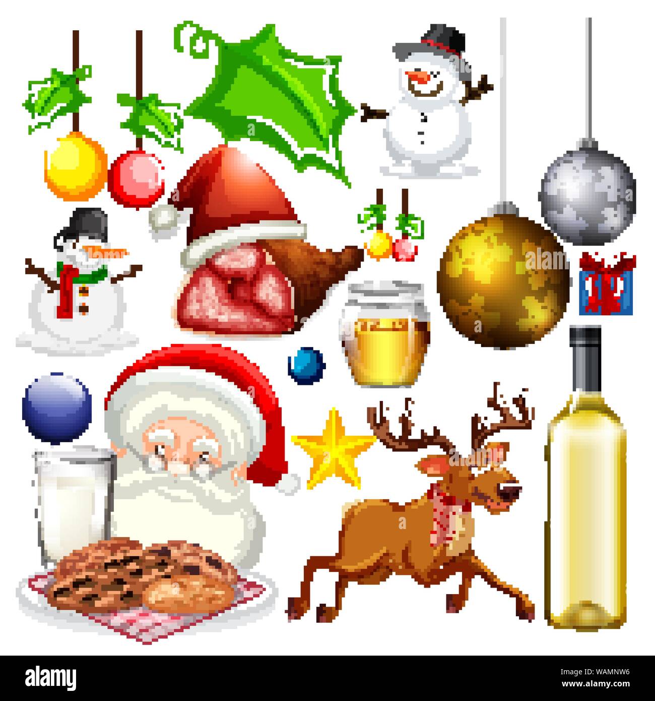 Set of isolated objects of christmas theme illustration Stock Vector ...