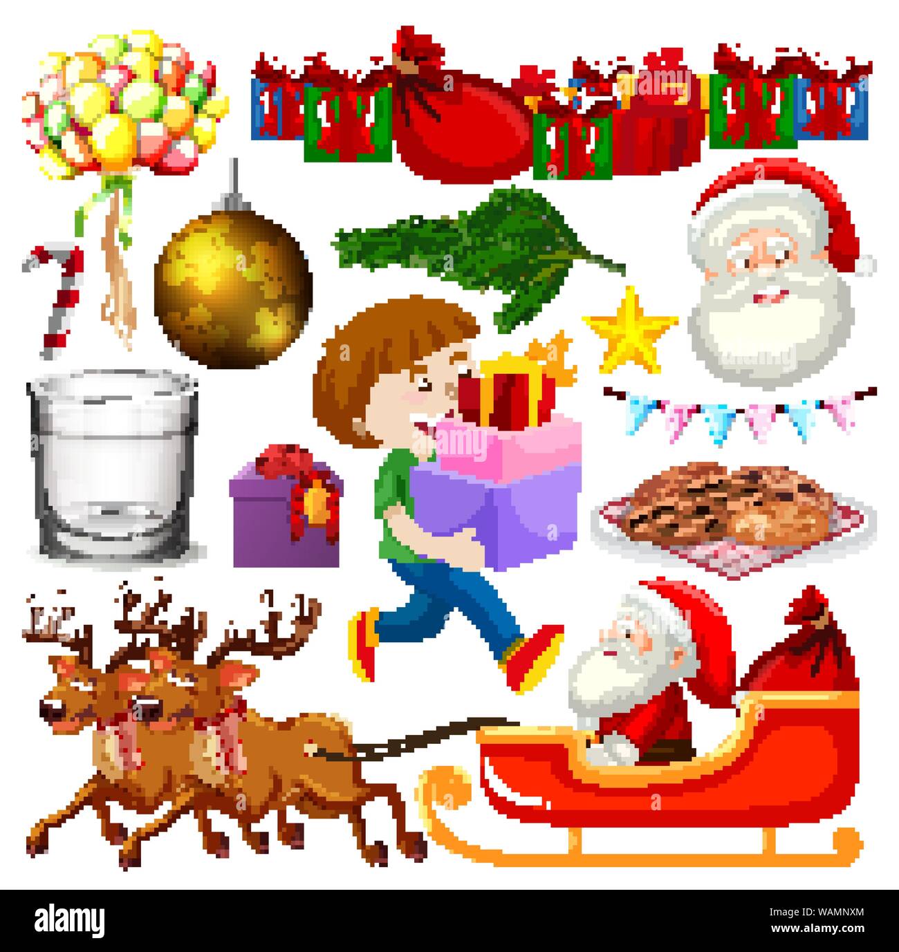 Set of isolated objects of christmas theme illustration Stock Vector ...