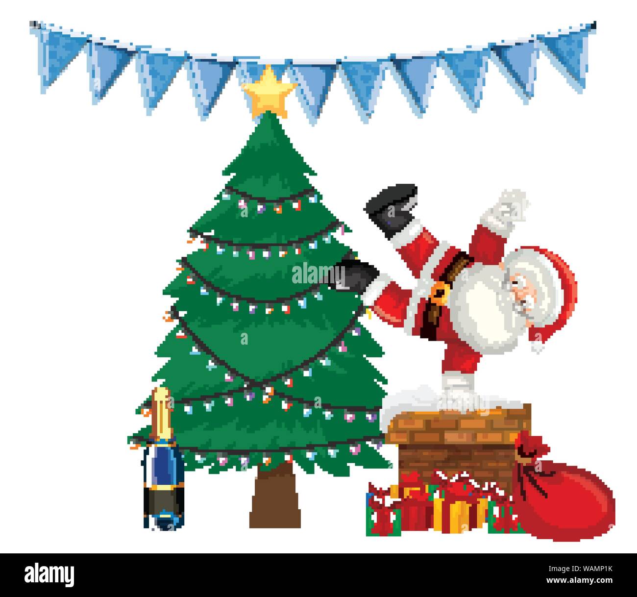 Santa claus and christmas tree illustration Stock Vector Image & Art ...