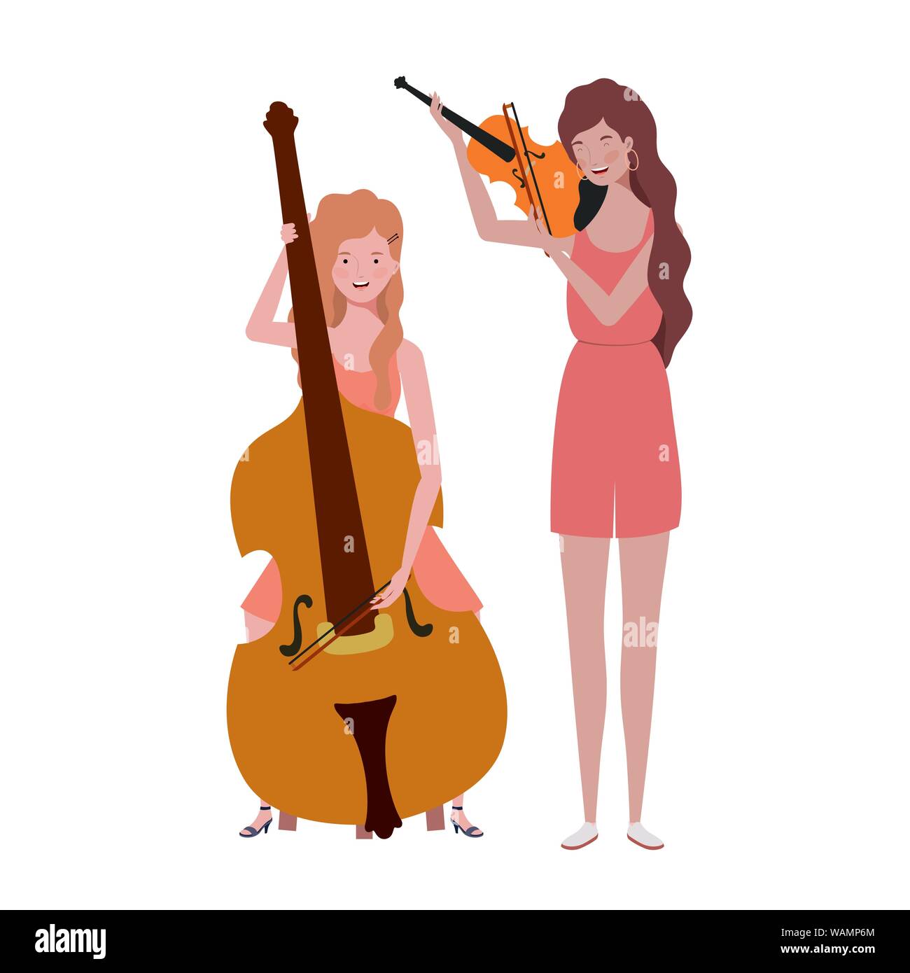 women with musicals instruments on white background Stock Vector Image ...