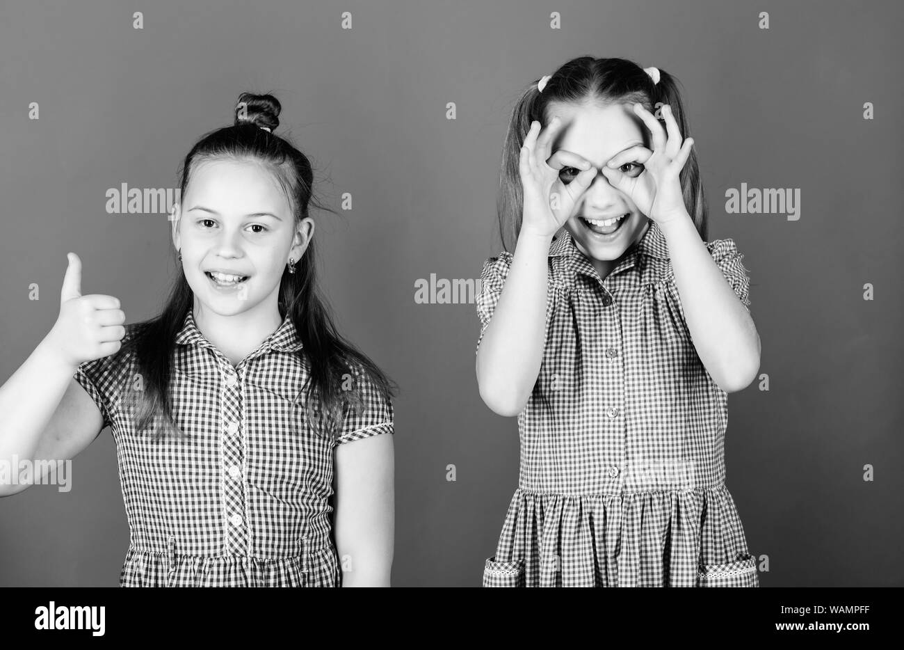 Childhood is a fun time. Happy little girls having fun together. Small ...