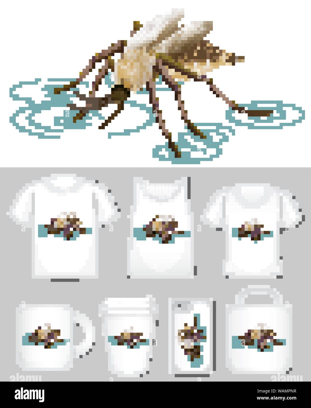 Graphic of mosquito on different product templates illustration Stock ...