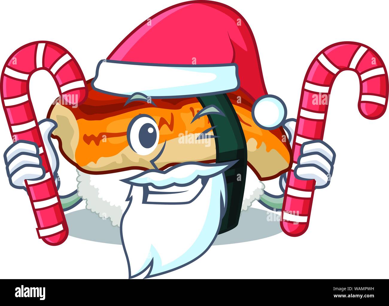 Santa with candy sushi unagi in the cartoon shape Stock Vector Image ...