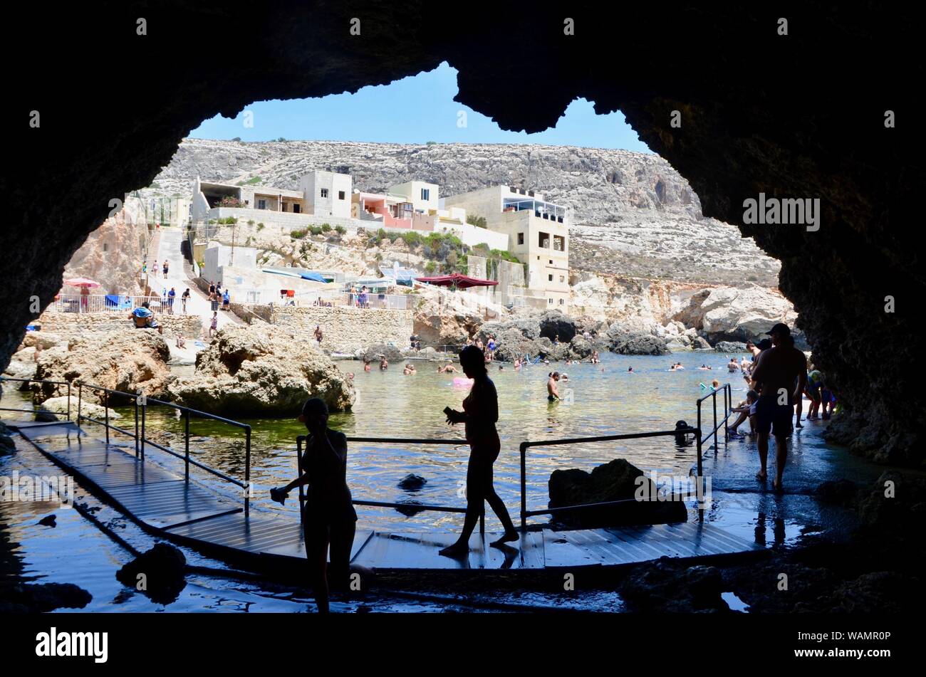 view from inside cave at Għar Lapsi Siġġiewi malta Stock Photo - Alamy