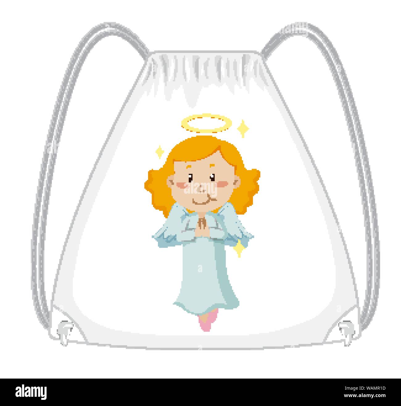 Fabric bag with cute angel graphic illustration Stock Vector Image ...
