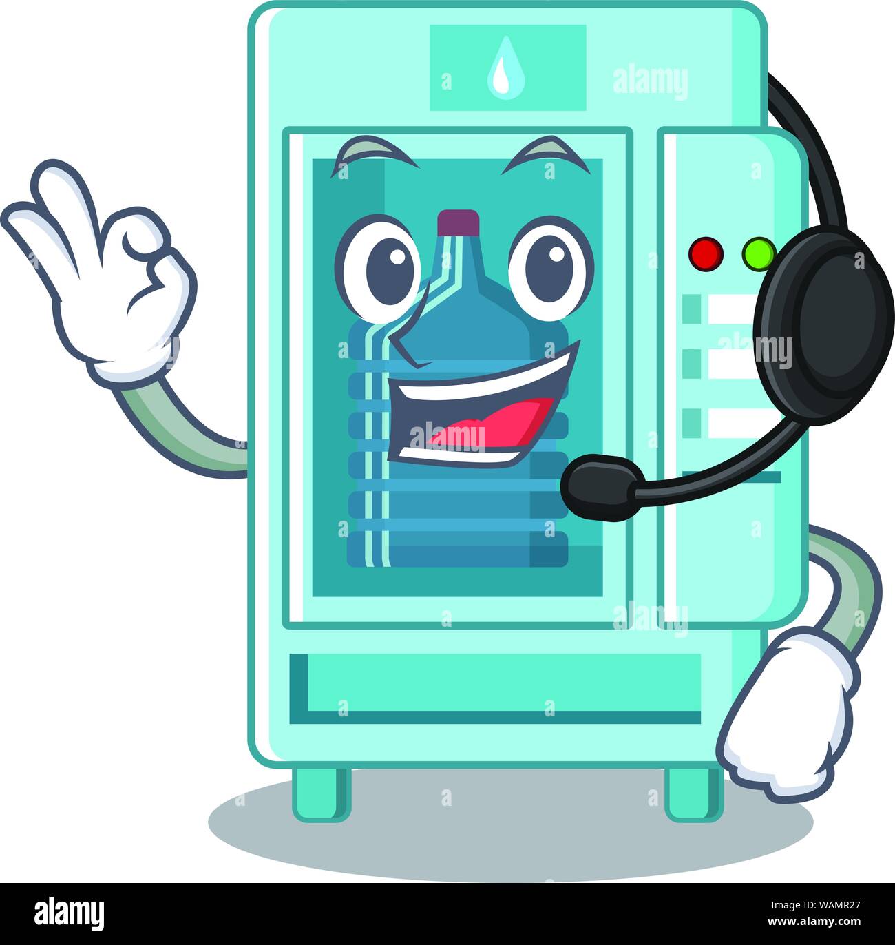 With headphone cartoon water vending machine on table Stock Vector ...