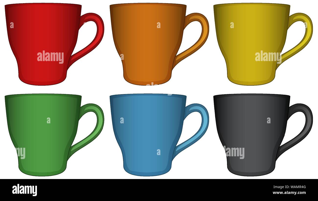 Coffee cups in six different colors illustration Stock Vector Image ...