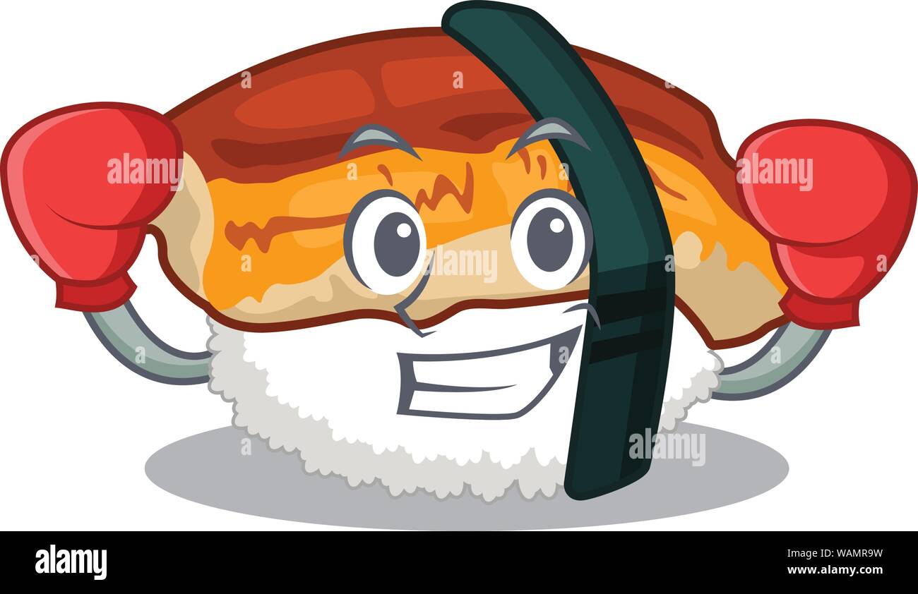 Boxing unagi sushi served above mascot plate Stock Vector Image & Art ...