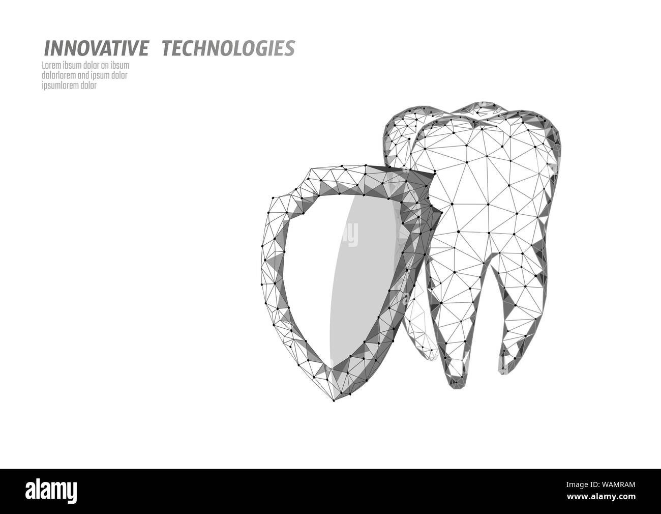 Low poly tooth protection medical concept. Cavity prevent shield ...