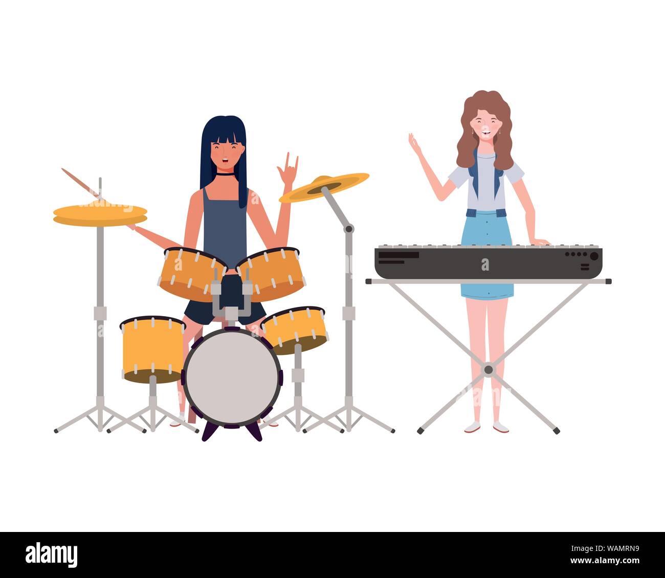 women with musicals instruments on white background Stock Vector Image ...