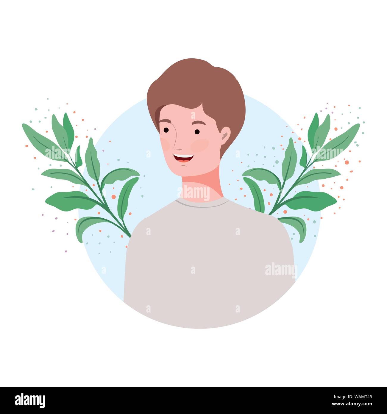 man with landscape of branches and leaves of background Stock Vector ...