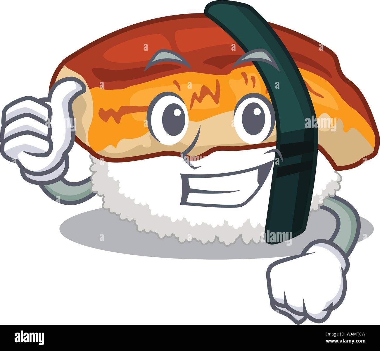 Thumbs up sushi unagi isolated in the cartoon Stock Vector Image & Art ...