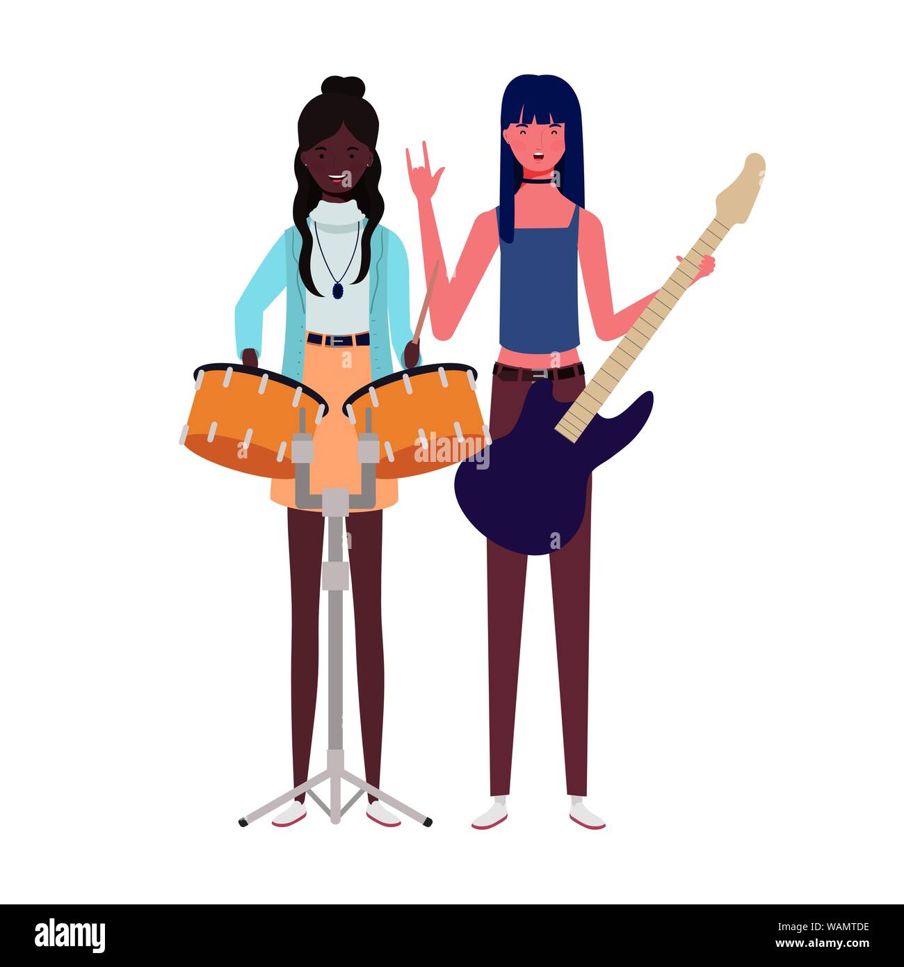 women with musicals instruments on white background Stock Vector Image ...