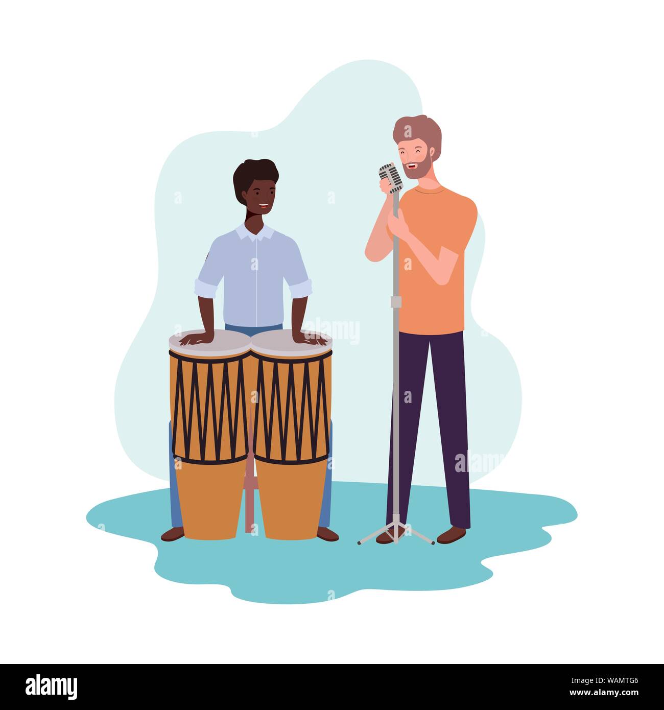 men with musicals instruments on white background Stock Vector Image ...