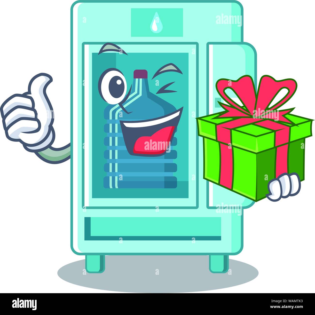 With gift water vending machine isolated the cartoon Stock Vector Image ...