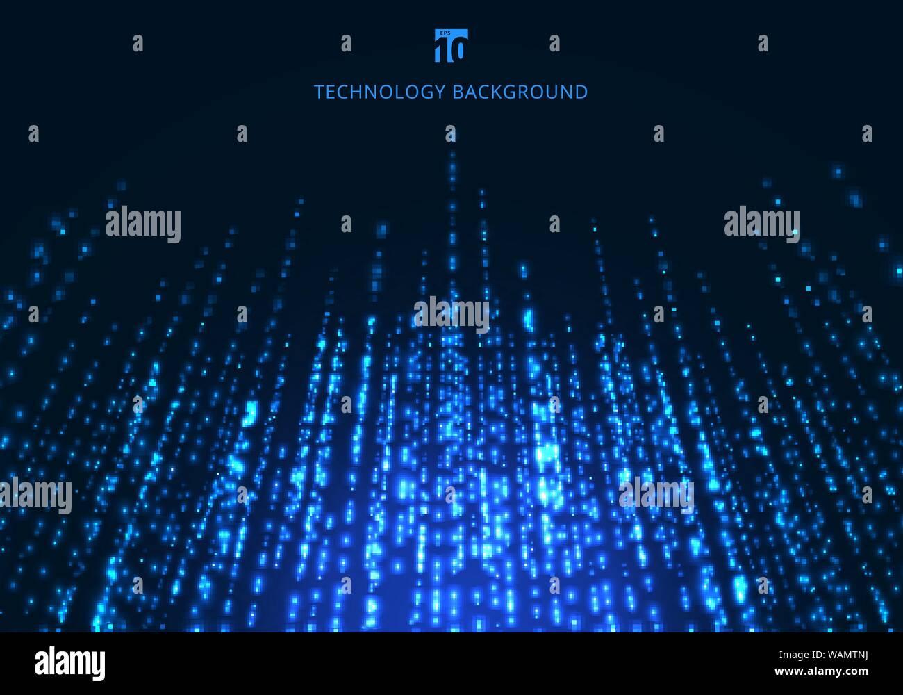 Abstract technology blue magic sparkling glitter particles lines ...