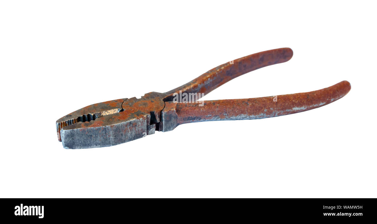 old rusty pliers isolated on white background Stock Photo - Alamy
