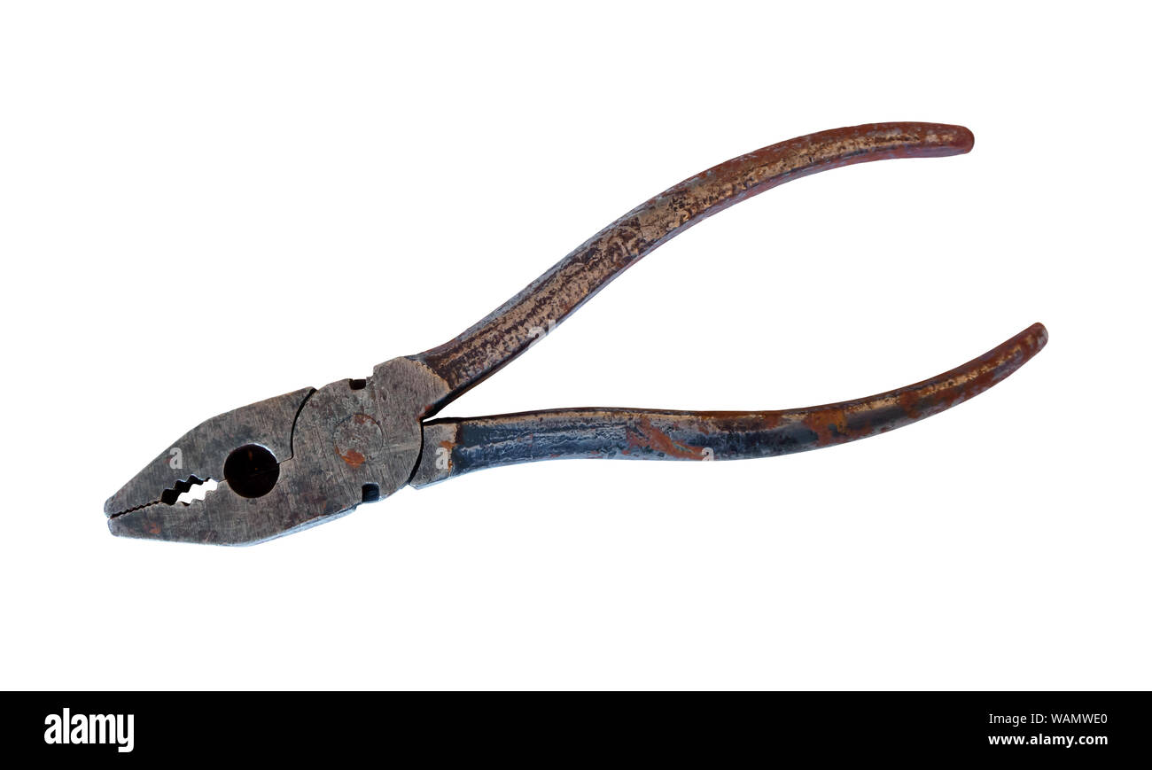 old rusty pliers isolated on white background Stock Photo - Alamy