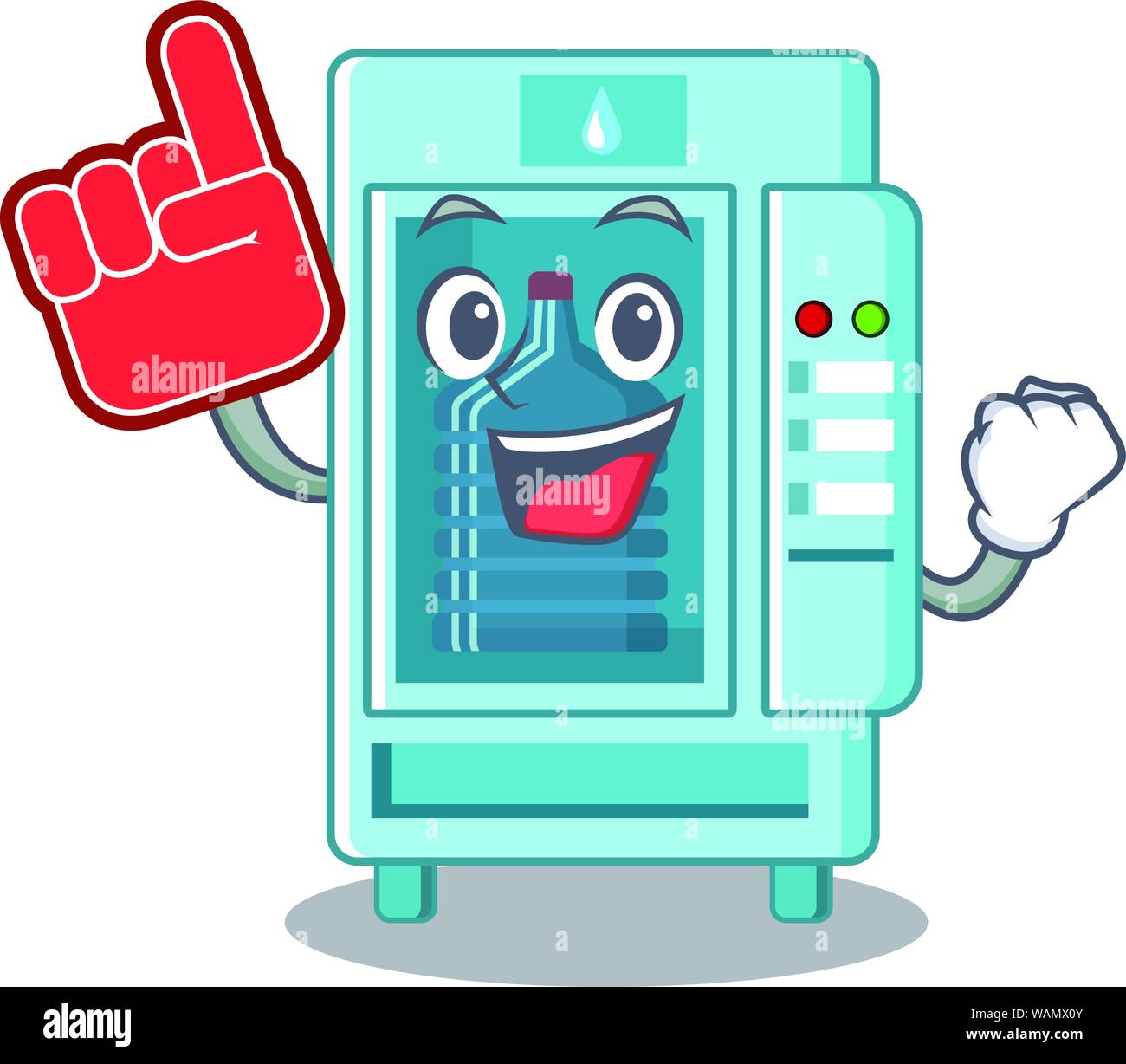 Foam finger cartoon water vending machine on table Stock Vector Image ...