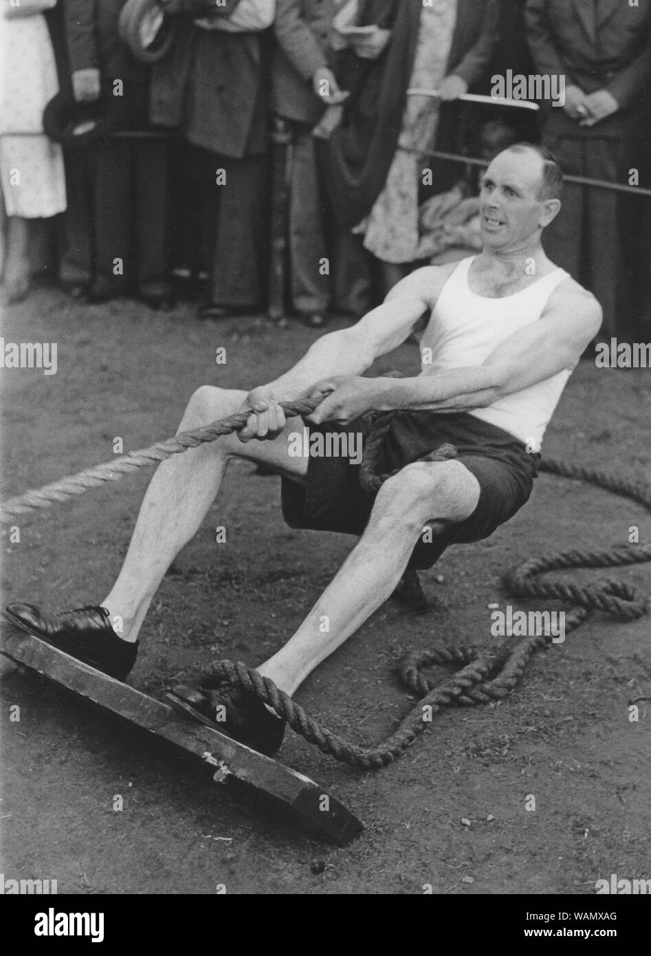 Strong man in the 1930s. Aldor Eriksson in the swedish championships in ...