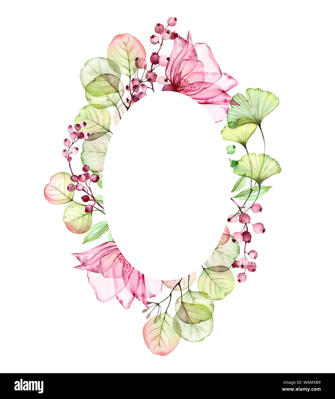 Watercolor template green eucalyptus Cut Out Stock Images & Pictures ...